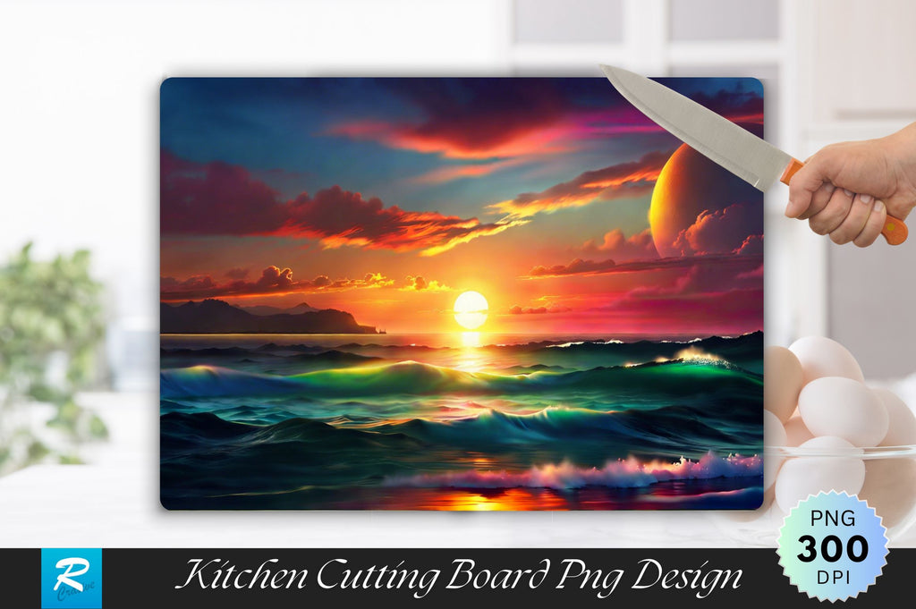 Sunset at the Ocean Cutting Board - So Fontsy