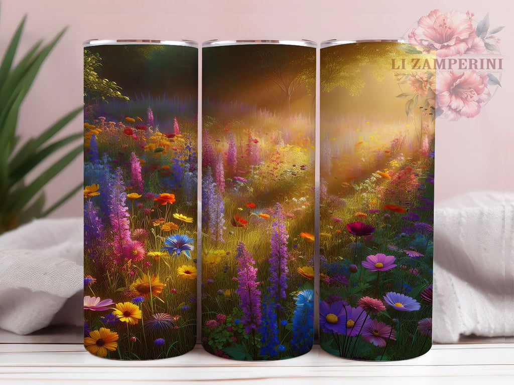 Sunset Wildflower Vibrant Tumbler Wrap, Sunset Background, Wildflower ...