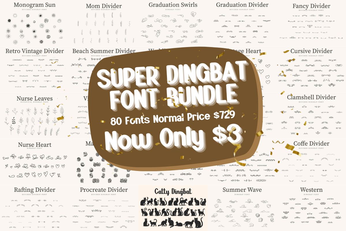 Super Dingbat Font Bundle - So Fontsy