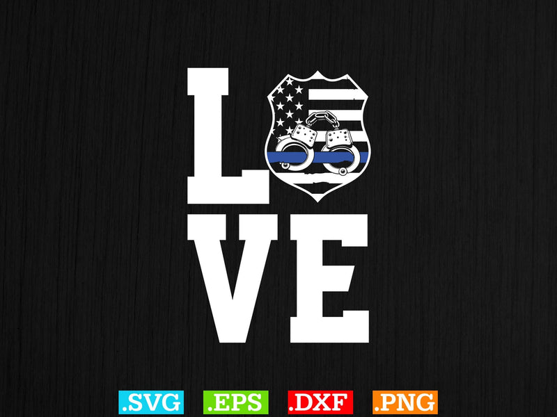 Support Law Enforcement Love Thin Blue Line Heart Flag Gift T-Shirt ...