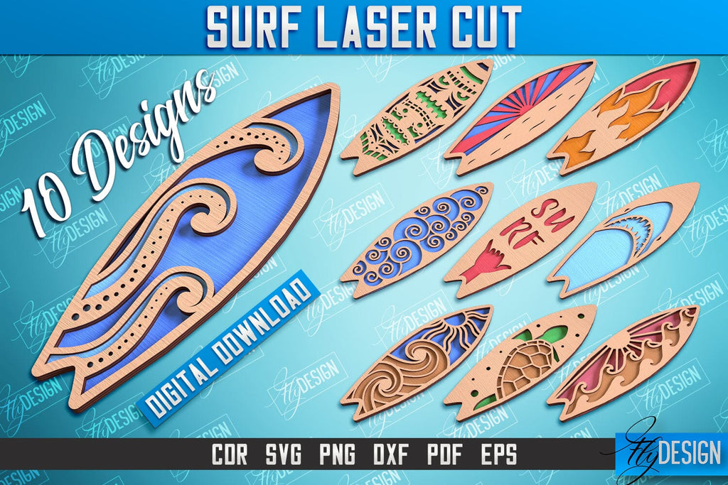 Surf Laser Cut Bundle | Wooden Surfboards | 3D Surf Design | Summer ...
