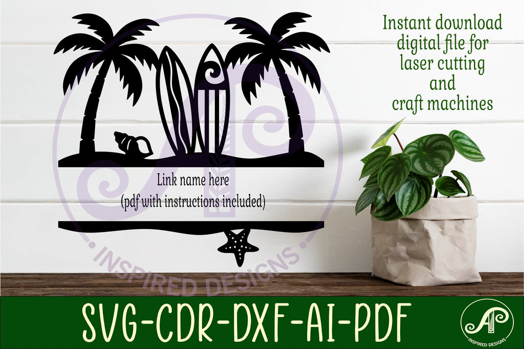 Surfers beach name sign svg laser cut file - So Fontsy