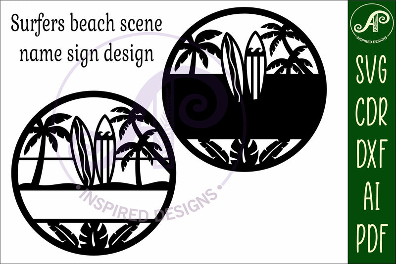 Surfers beach Name sign svg laser cut template - So Fontsy