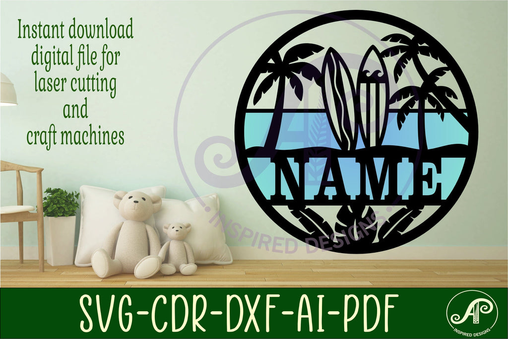 Surfers beach Name sign svg laser cut template - So Fontsy