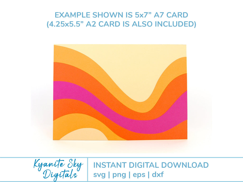 SVG Card groovy retro style curved stripes A2 and A7 versions - So Fontsy
