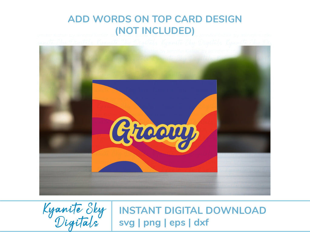 SVG Card groovy retro style curved stripes A2 and A7 versions - So Fontsy
