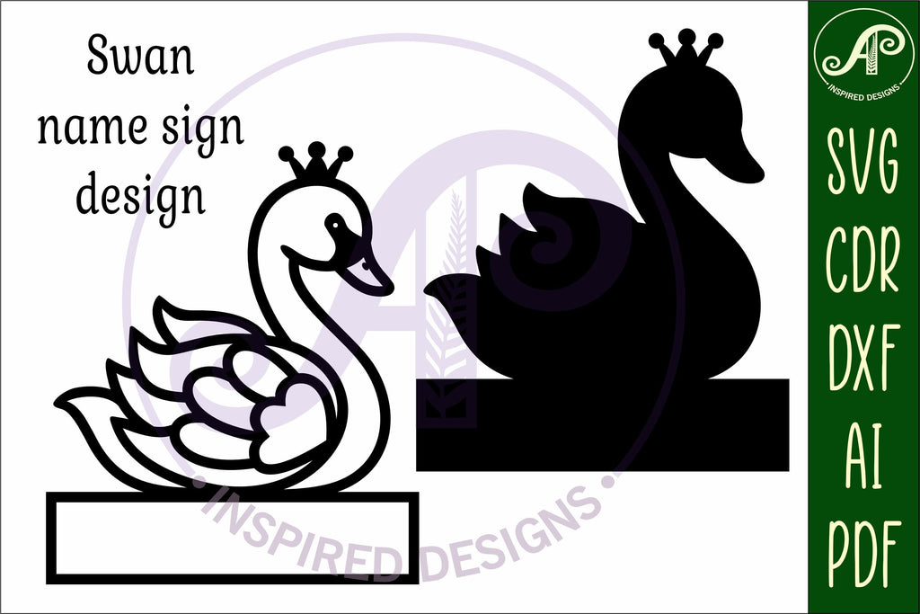 Swan design name sign svg laser cut - So Fontsy