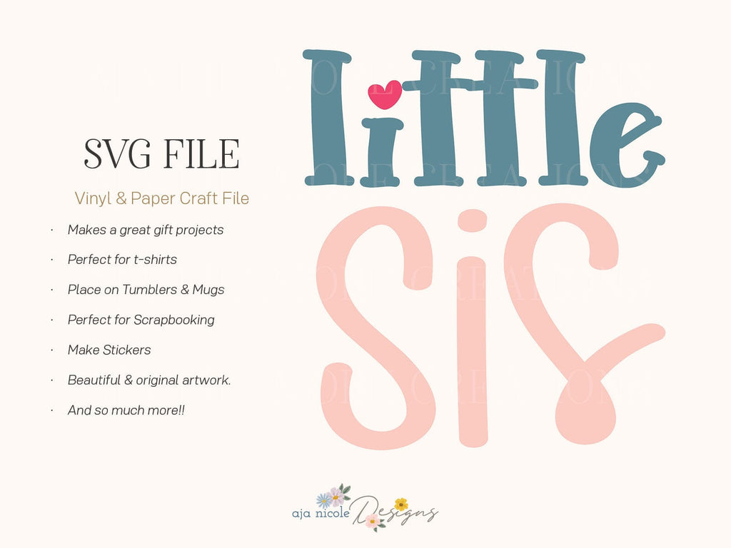 Sweet Little Sis SVG Cut File - So Fontsy