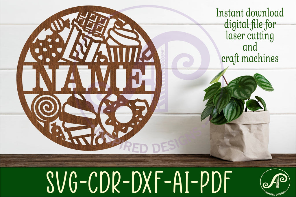 Sweet treats name sign svg laser cut template - So Fontsy