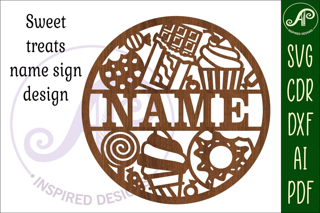 Sweet treats name sign svg laser cut template - So Fontsy