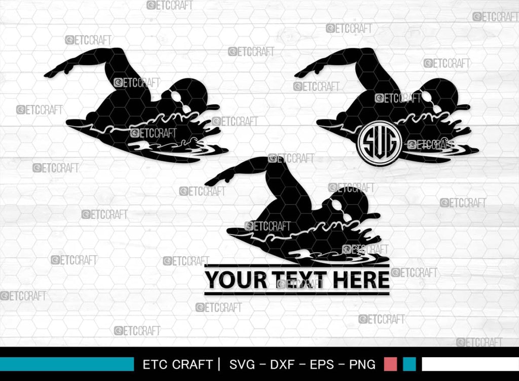 Swimmer Monogram, Swimmer Silhouette, Swimmer SVG, Swim Svg, Swimming ...