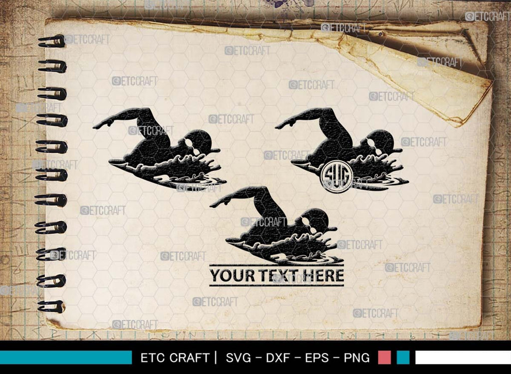 Swimmer Monogram, Swimmer Silhouette, Swimmer SVG, Swim Svg, Swimming ...