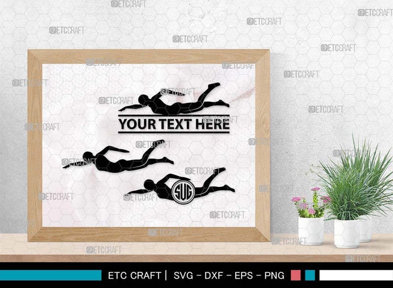 Swimmer Monogram, Swimmer Silhouette, Swimmer SVG, Swim Svg, Swimming ...