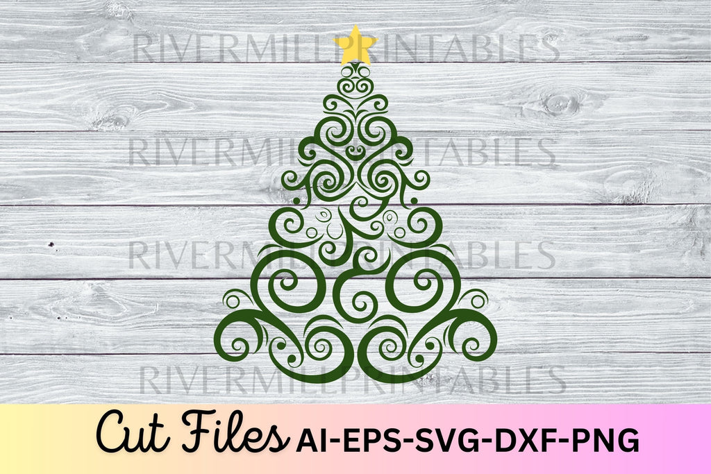 Swirl Christmas Tree SVG - So Fontsy