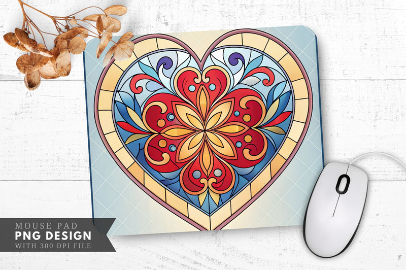 Symmetrical Heart Stained Glass Mouse Pad PNG Design - So Fontsy