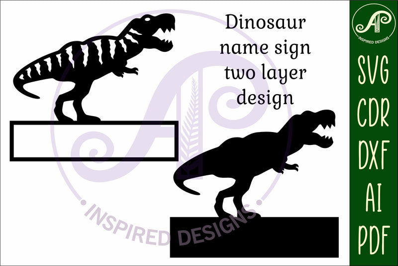 T Rex Name sign svg laser cut template, wall art - So Fontsy