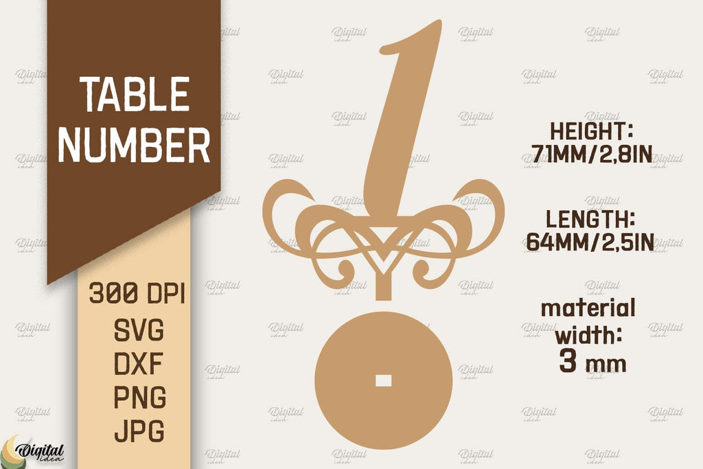 Table Number SVG. Wedding Table Number Laser Cut. Number 1 - So Fontsy