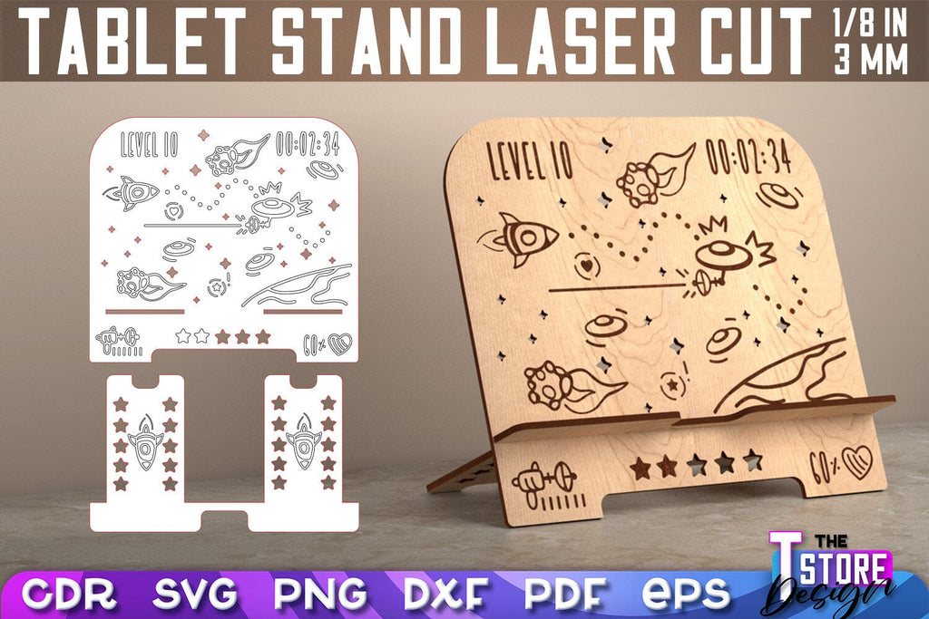 Tablet Stand Laser Cut | Phone Holder SVG Design | CNC Files - So Fontsy