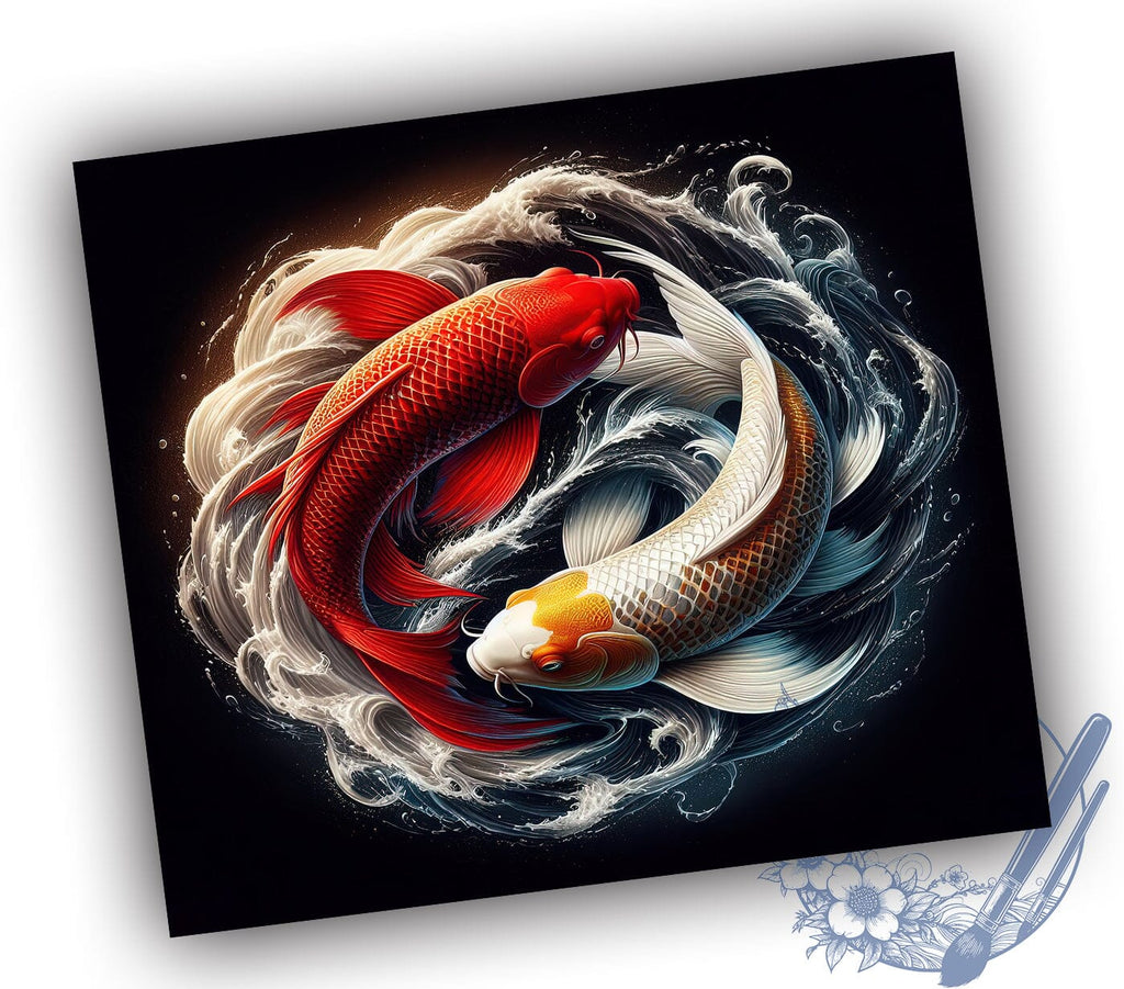 Tai Chi Tumbler Design, Yin Yang Carp Fish, 20oz Sublimation Wrap, Zen ...