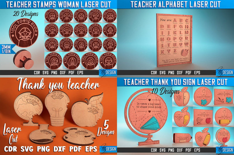 Teacher Laser Cut Mega Bundle SVG | Teacher Laser Cut Designs | School ...