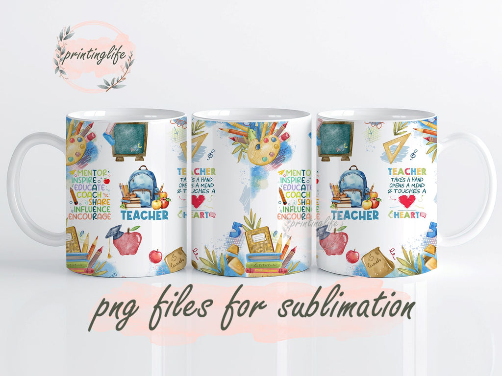 Teacher Mug Wrap PNG Sublimation Design Mug Wrap for Teacher Back To ...