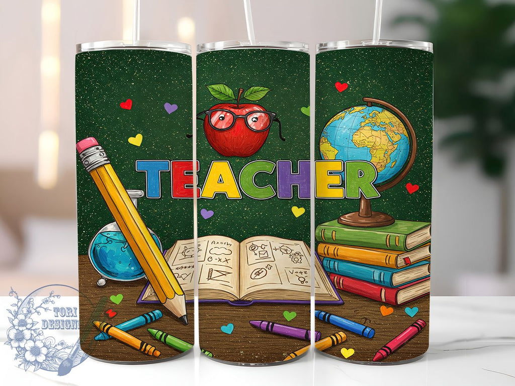 Teacher School Theme Tumbler Wrap, Educator Tumbler Design, School ...