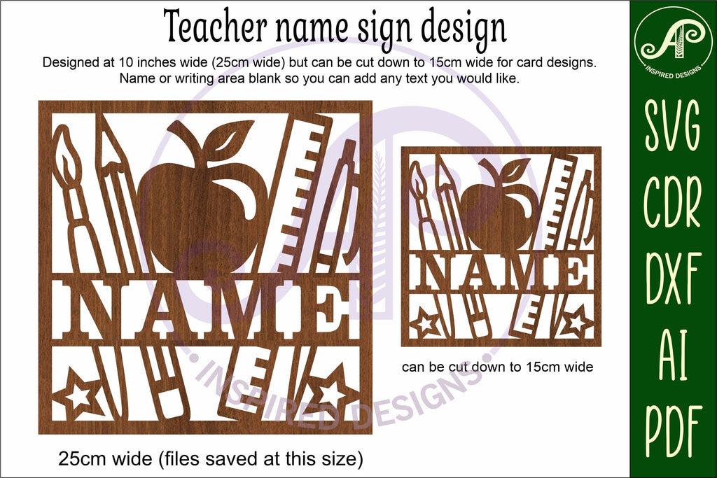 Teacher square name sign svg laser - So Fontsy