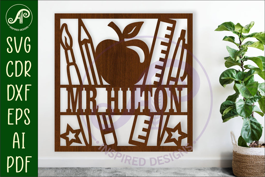 Teacher square name sign svg laser - So Fontsy