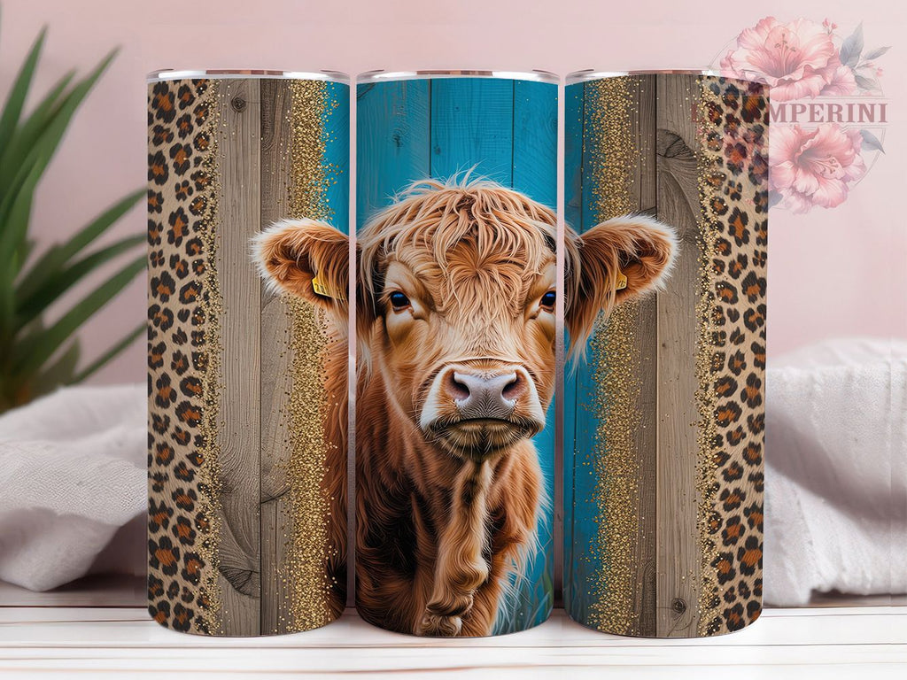 Teal Highland Cow Tumbler Wrap Gift, Teal Cow Design, Farm Animal Gift ...