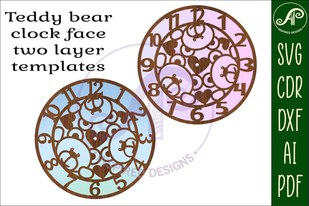 Teddy bear wall clock laser cut files, SVG file. vector - So Fontsy