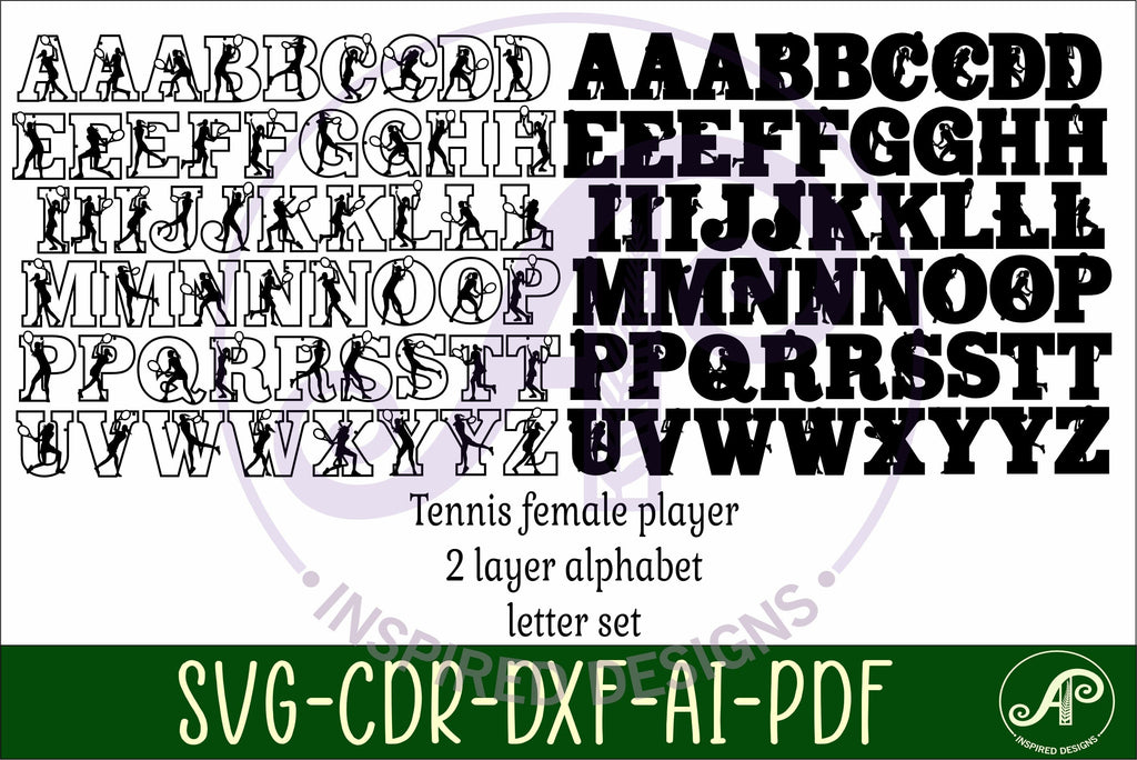 Tennis female player letters alphabet set x 53 - So Fontsy