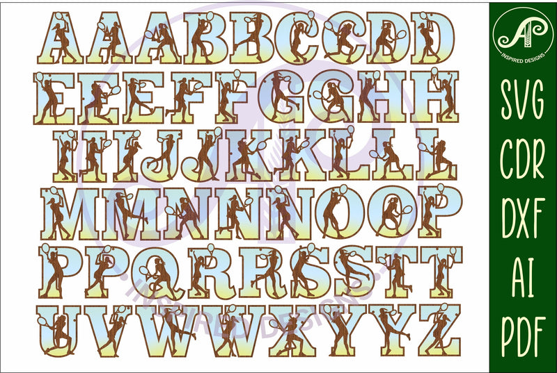 Tennis female player letters alphabet set x 53 - So Fontsy