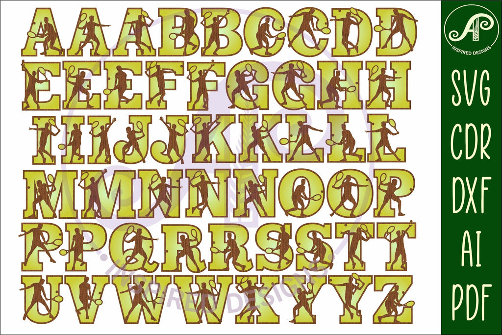 Tennis male player letters alphabet set x 53 - So Fontsy