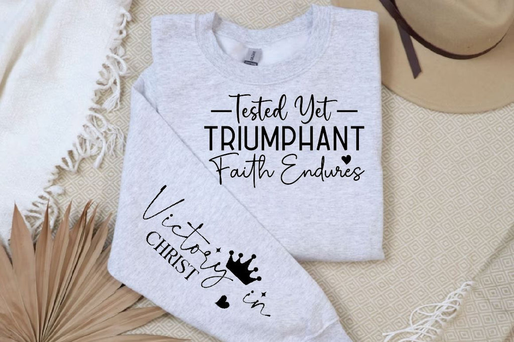 Tested Yet Triumphant Faith Endures Sleeve SVG Design, Christian Sleeve ...
