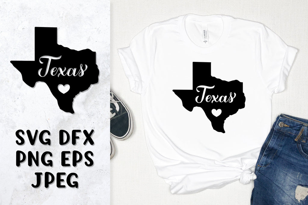 Texas hand lettered SVG with map. Patriotic shirt design - So Fontsy
