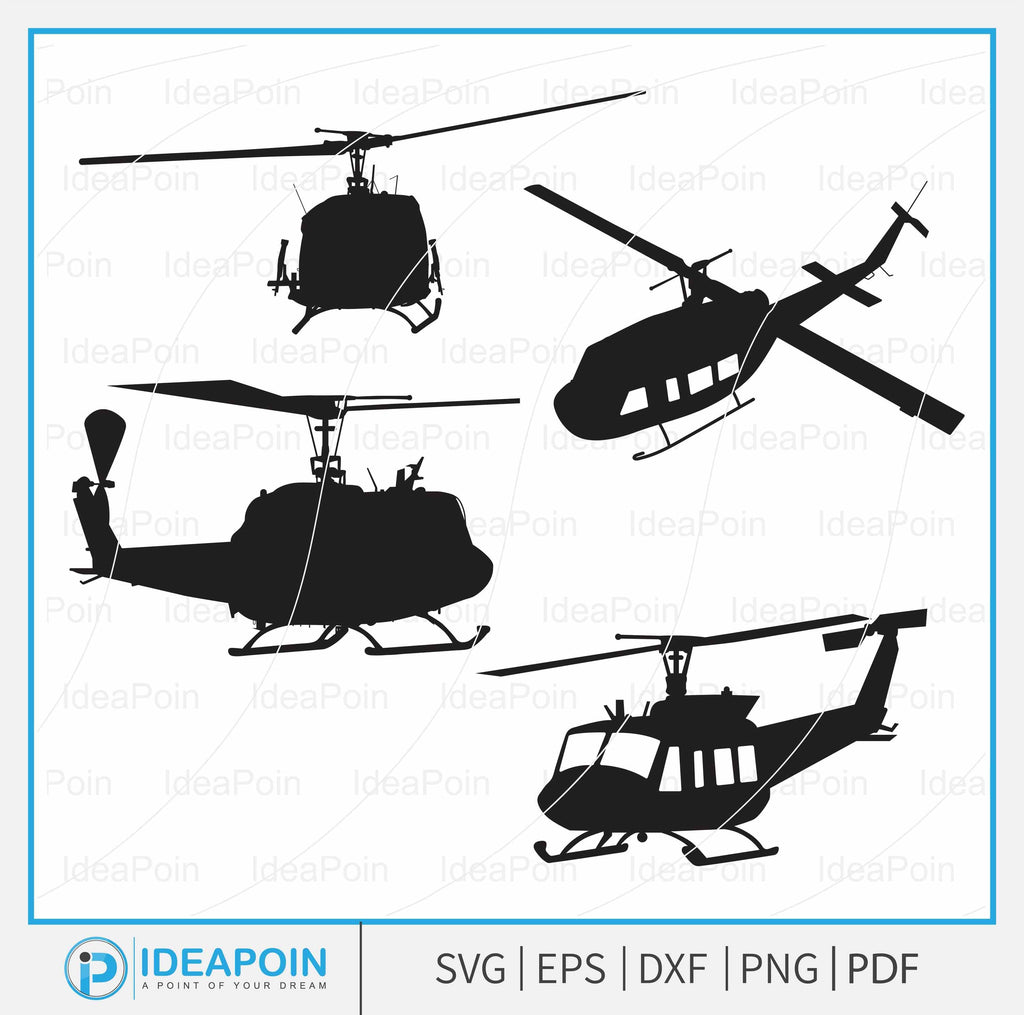 TH-1H Huey svg, TH-1H Huey Silhouette, Bell Uh-1 Huey, Huey Helicopter ...