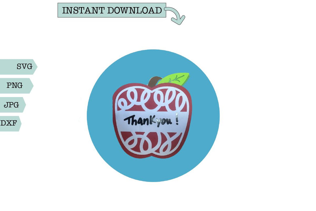 Thank You Card SVG- Apple - So Fontsy