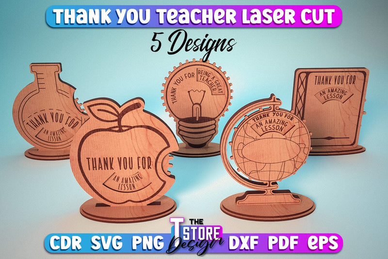 Thank You Teacher Sign Laser Cut Bundle | Teacher Gift Design | CNC Files - So Fontsy