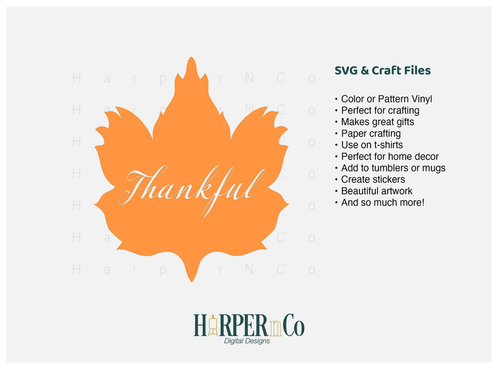 Thankful Leaf SVG PNG Cut EPS File - So Fontsy