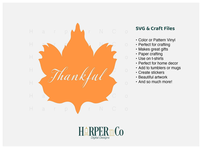 Thankful Leaf SVG PNG Cut EPS File - So Fontsy