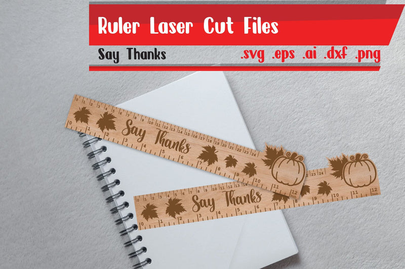Thanks Giving, Ruler, Wooden Ruler, Ruler Engraving - So Fontsy