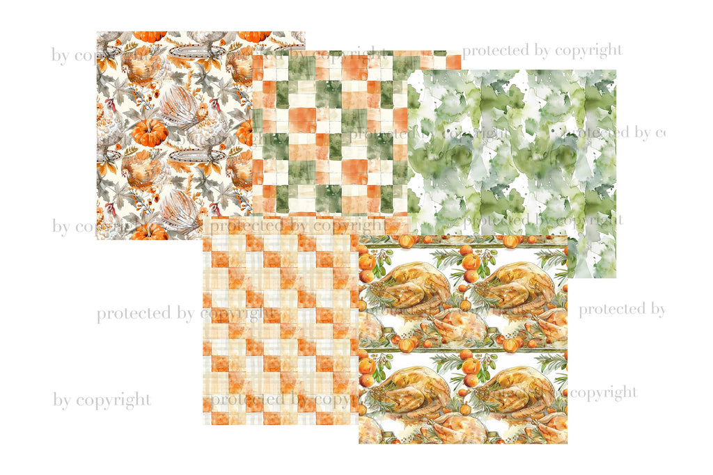 Thanksgiving Day Paper | Autumn Seamless Pattern - So Fontsy