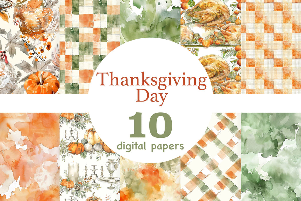 Thanksgiving Day Paper | Autumn Seamless Pattern - So Fontsy