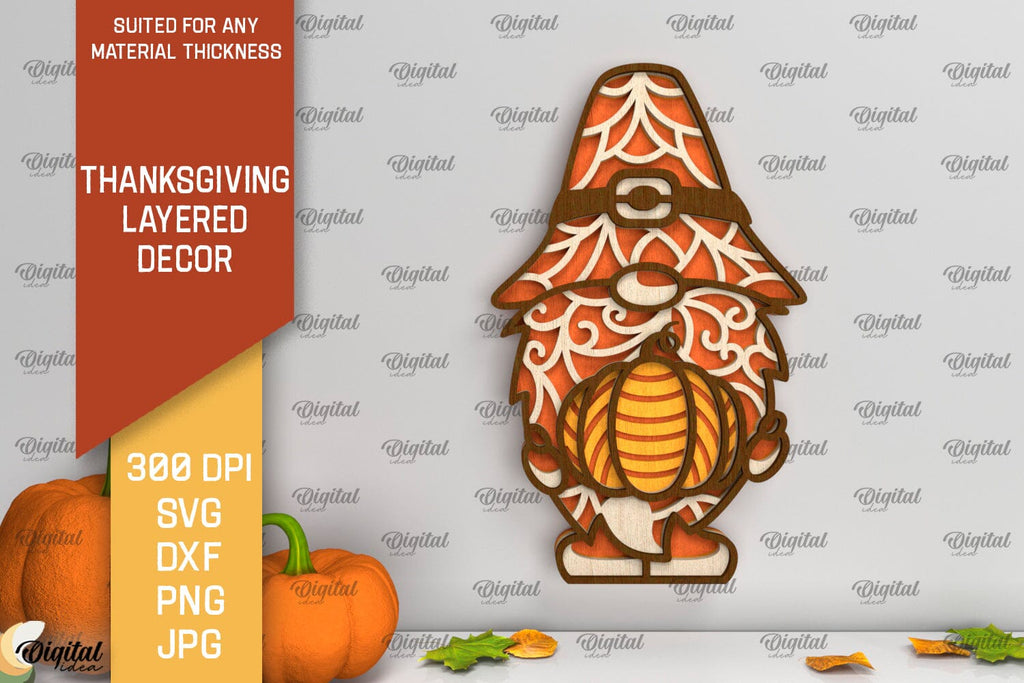 Thanksgiving Layered Gnome Laser Cut. Thanksgiving Day SVG - So Fontsy