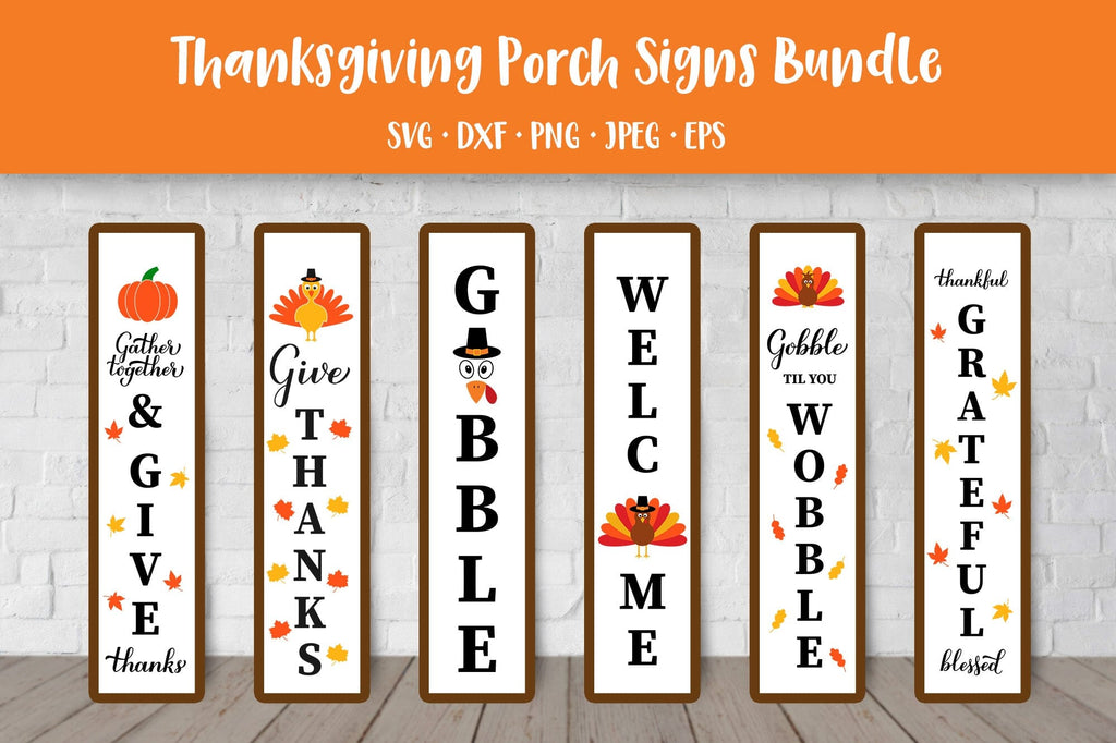 Thanksgiving Porch Sign Bundle. Fall vertical signs SVG - So Fontsy