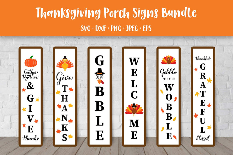 Thanksgiving Porch Sign Bundle. Fall vertical signs SVG - So Fontsy