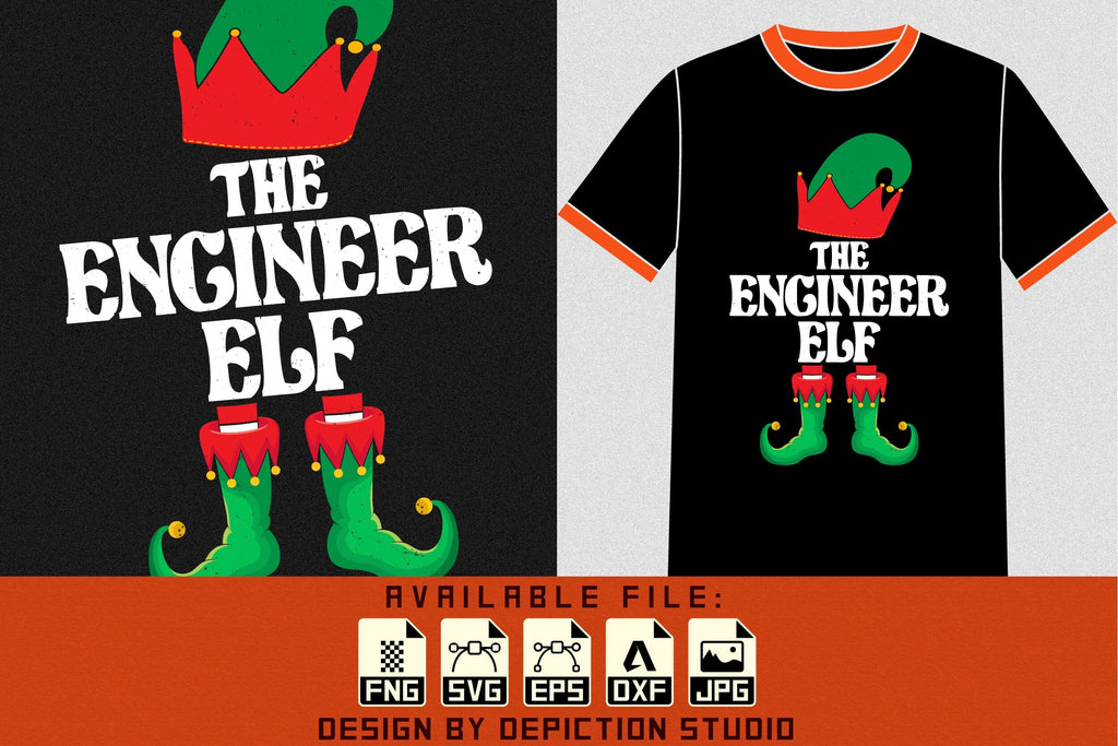 The Engineer Elf Shirt, Christmas Elf Shirt Print Template - So Fontsy