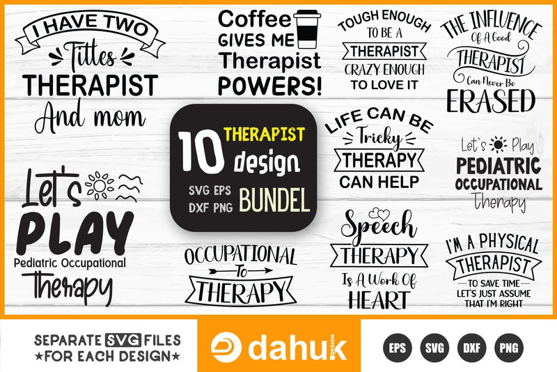 Therapist 10 Designs SVG EPS DXF PGN Bundle - So Fontsy
