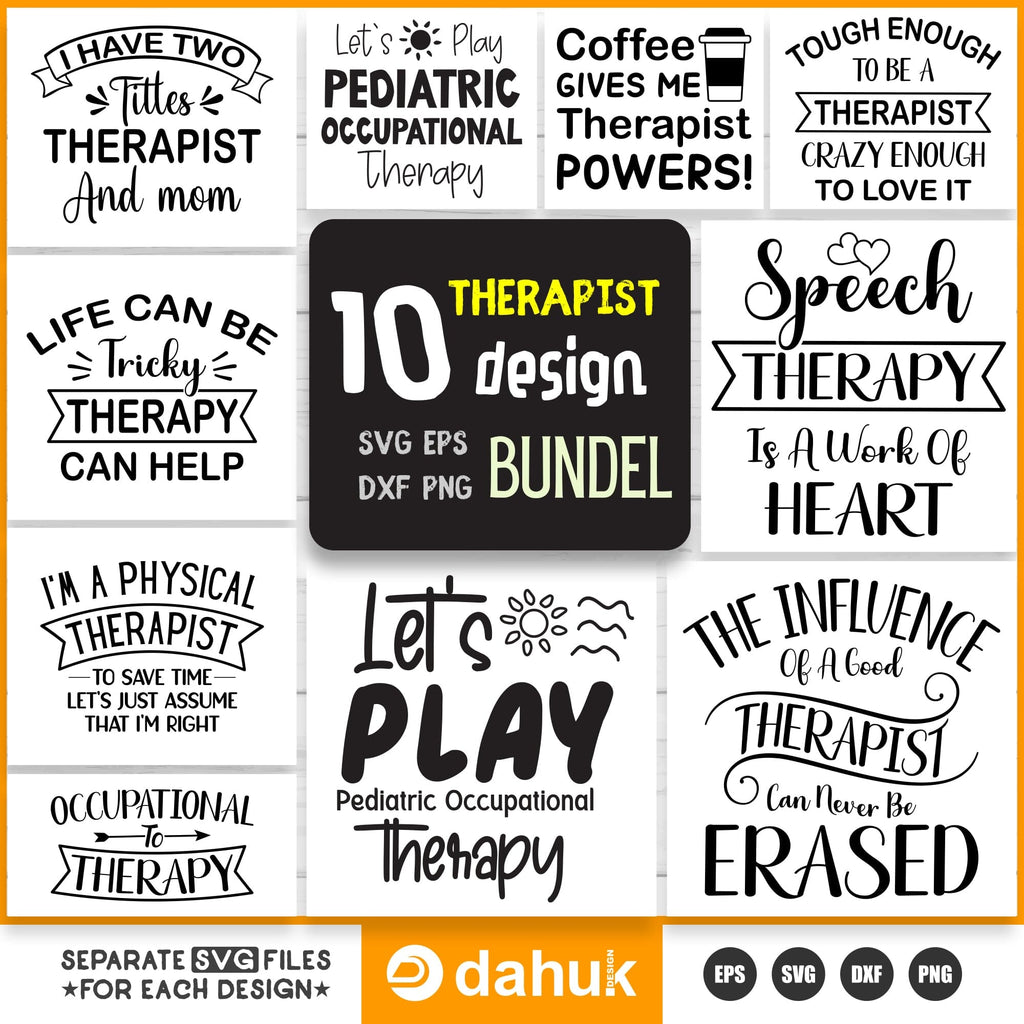 Therapist 10 Designs SVG EPS DXF PGN Bundle - So Fontsy