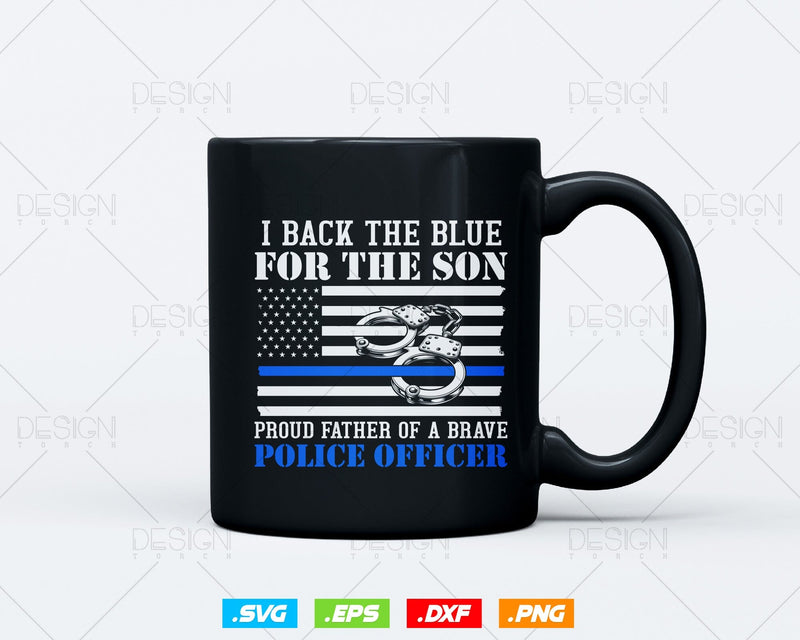 Thin Blue Line Proud Father Of Police Officer Son Fathers Day T shirt ...